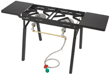 Double Burner Cooker with Folding Side Shelves